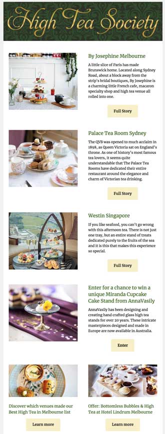 Email Newsletter - High Tea Society